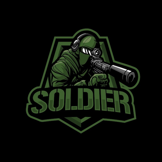 Fearless Green Soldier Emblem on Dark Background | Jiffy Designs