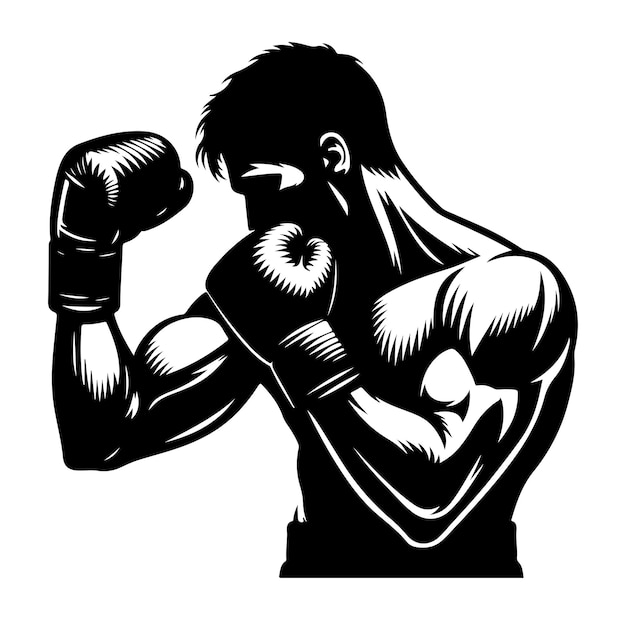 Powerful Boxer Flexing Muscles in Silhouette | Jiffy Designs