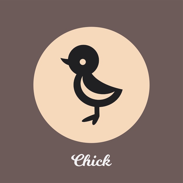 Minimalist Chick Illustration in Circle on Brown Background | Jiffy Designs