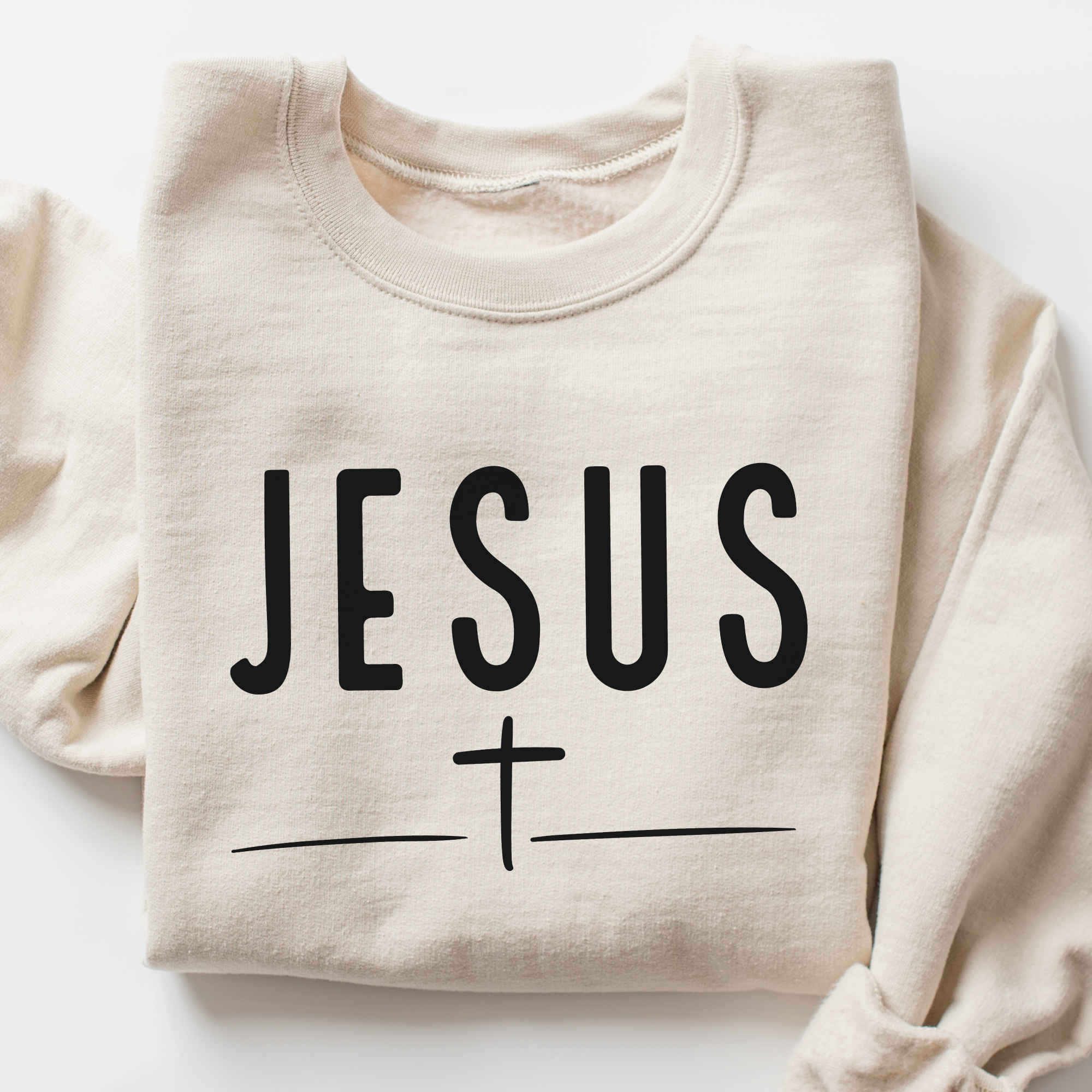 'Jesus' Bold Typography with Minimalist Cross Symbol | Jiffy Designs
