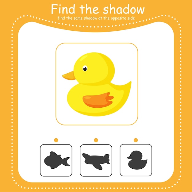 Adorable Yellow Rubber Duck Shadow Matching Game | Jiffy Designs