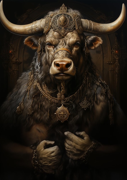 Majestic Minotaur: A Mythical Creature's Ornate Visage | Jiffy Designs