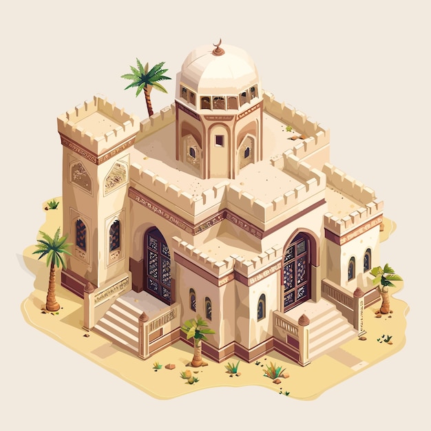 Majestic Desert Palace with Ornate Architecture and Lush Palms | Jiffy ...