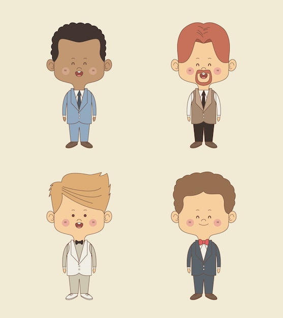 Quirky Illustrated Characters in Diverse Outfits and Hairstyles | Jiffy ...