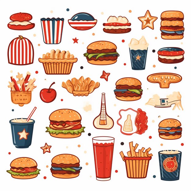 Vibrant Collection of Classic American Fast Food Favorites | Jiffy Designs