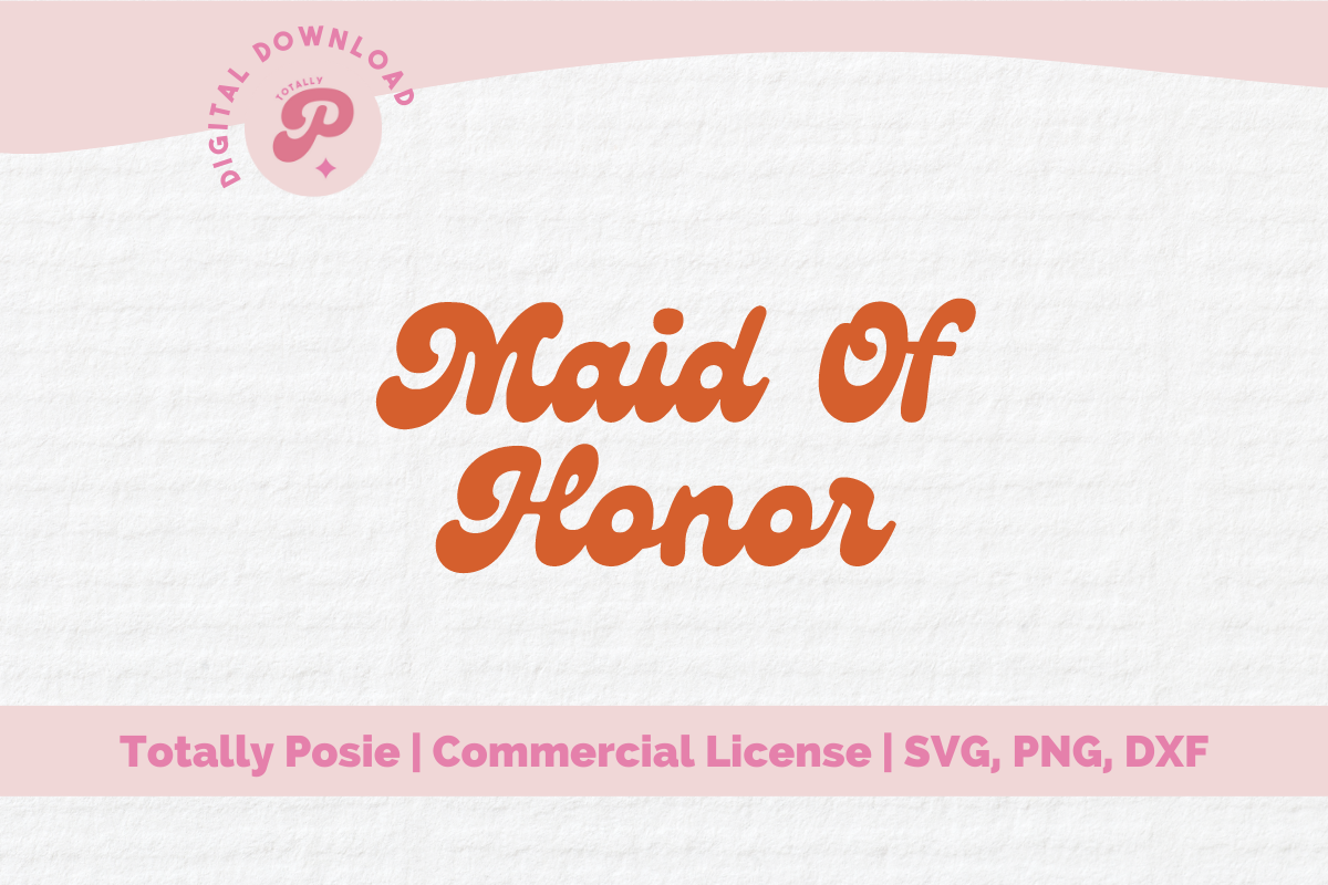 'Maid Of Honor' Retro-Inspired Cursive Typography in Vibrant Orange ...