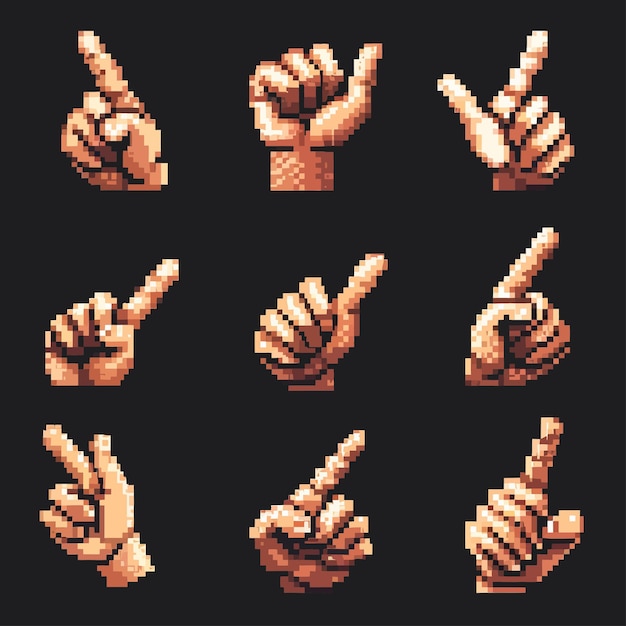 Diverse Collection of Expressive Pixel Hand Gestures | Jiffy Designs