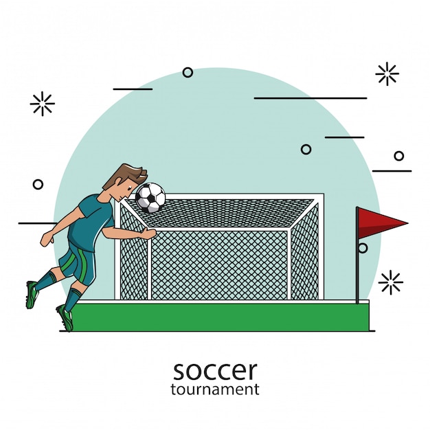 Soccer Player Scoring Goal in Tournament Illustration | Jiffy Designs