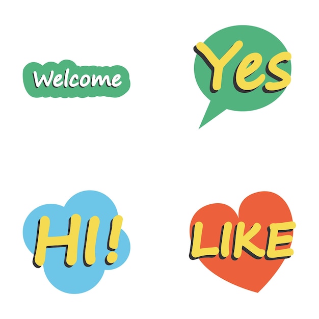 Vibrant Affirmative Expressions: Welcome, Yes, Hi, and Like | Jiffy Designs