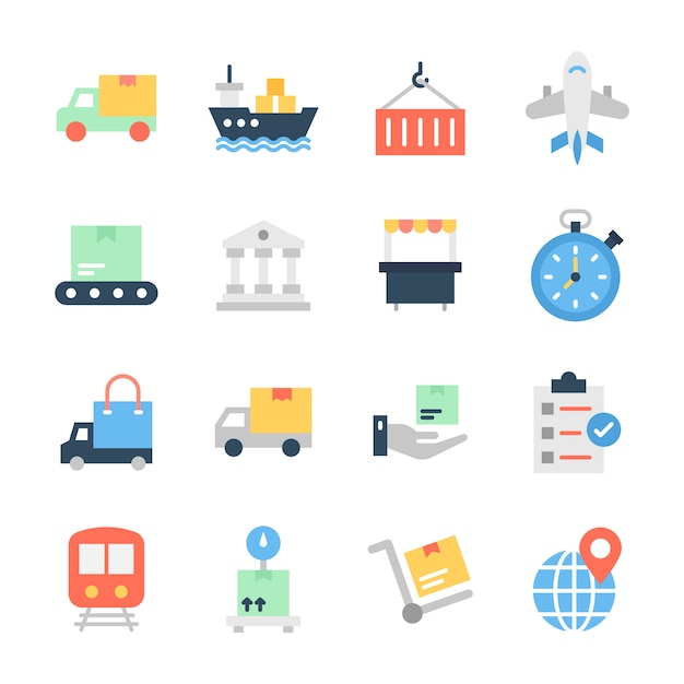 Diverse Collection of Shipping and Logistics Icons for Versatile ...