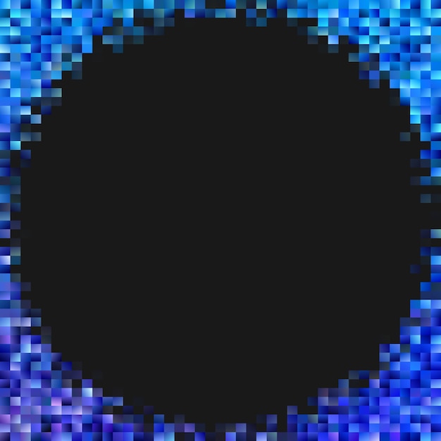 Vibrant Blue Pixelated Circle Frame with Black Center | Jiffy Designs