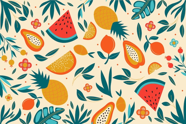 Vibrant Tropical Fruit and Floral Pattern | Jiffy Designs