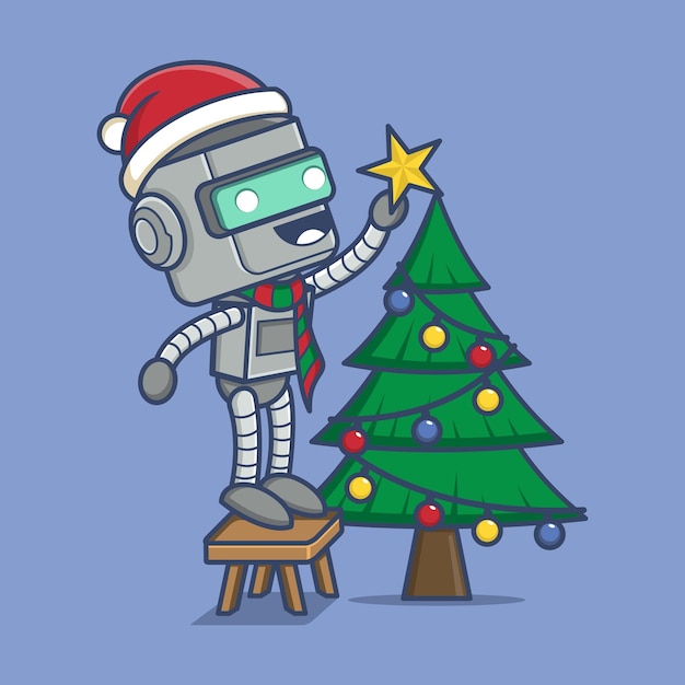 Festive Robot Decorating Christmas Tree with Ornaments | Jiffy Designs