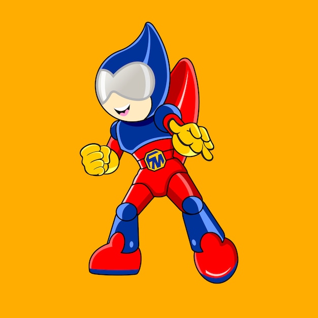 Heroic Robotic Superhero in Vibrant Red and Blue | Jiffy Designs