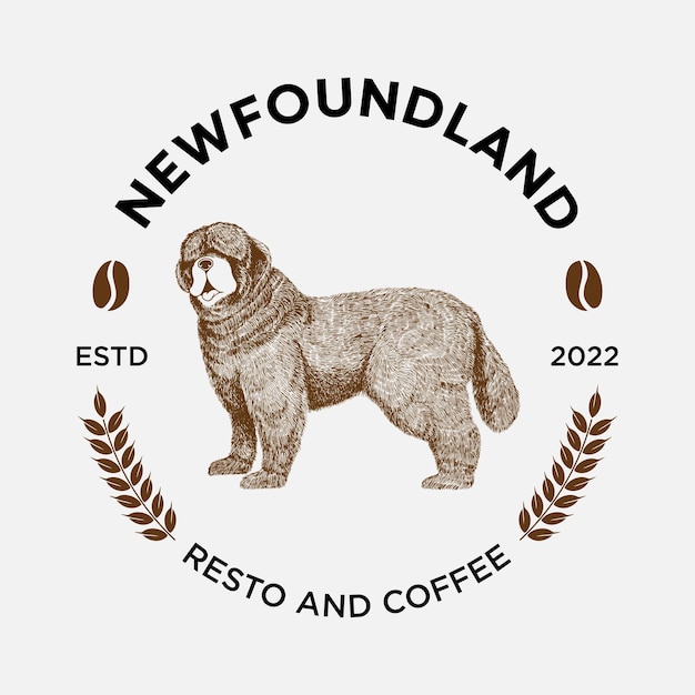 Charming Newfoundland Cafe Emblem with Canine Mascot | Jiffy Designs