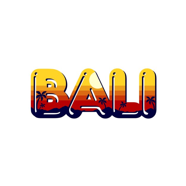 Vibrant 'Bali' Text with Tropical Sunset Backdrop | Jiffy Designs