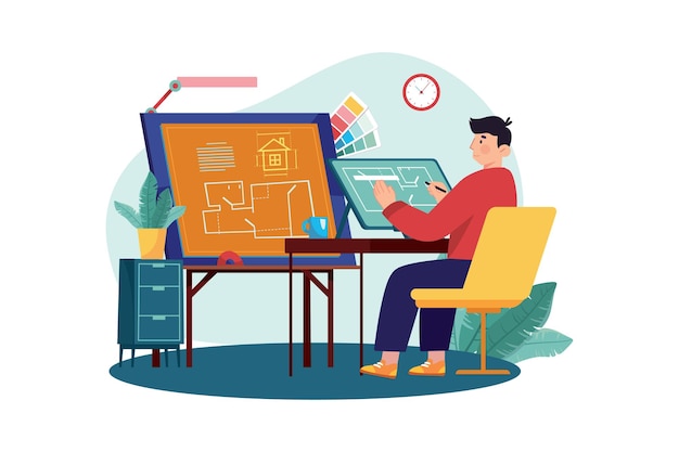 Creative Workspace: Architect Designing House Plans on Computer | Jiffy ...