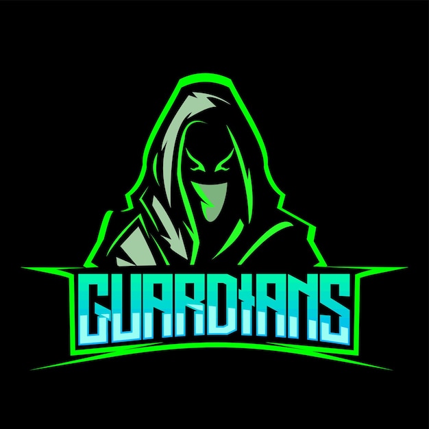 Mysterious Guardians: Emblem of a Hooded Figure in Neon Green | Jiffy ...