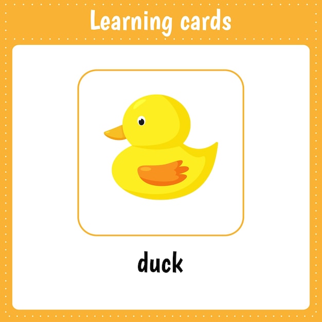 Cheerful Yellow Duck on Learning Card | Jiffy Designs