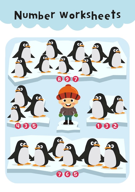 Adorable Penguin Number Worksheets for Counting Fun | Jiffy Designs