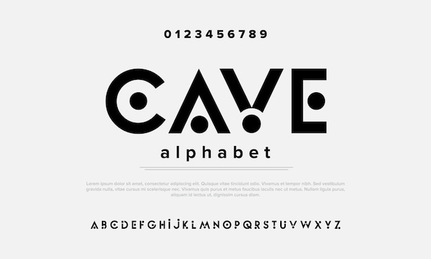 Minimalist Typographic Cave Alphabet with Numeric Characters | Jiffy ...