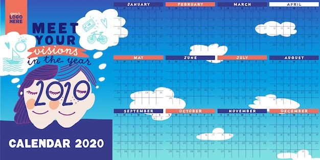 Whimsical Calendar 2020 with Playful Visions and Clouds | Jiffy Designs