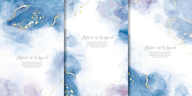 Elegant Blue Marble Watercolor Texture Background with Golden Accents ...