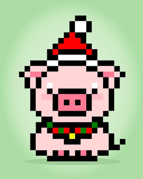 Adorable Pixel Art Pig with Christmas Hat | Jiffy Designs