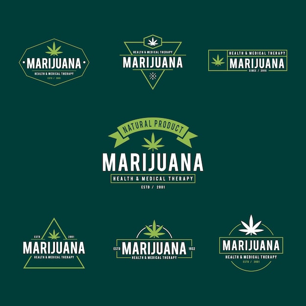 Vintage Marijuana Emblem Designs with Retro Leaf Symbols | Jiffy Designs