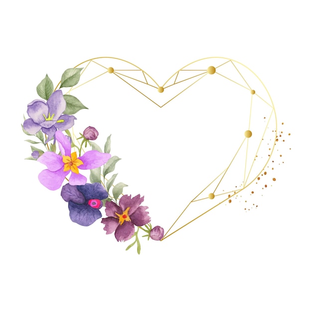 Vibrant Purple Floral Heart with Golden Accents | Jiffy Designs