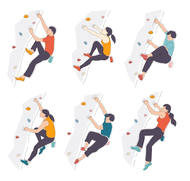 Diverse Climbers Scaling Colorful Rock Wall with Determination | Jiffy ...