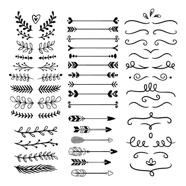 Rustic Arrows and Ornate Flourishes: A Hand-Drawn Graphic Set | Jiffy ...