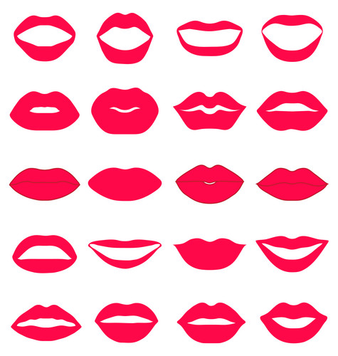 Set Of Red Lips On A White Background, Vector | Jiffy Designs