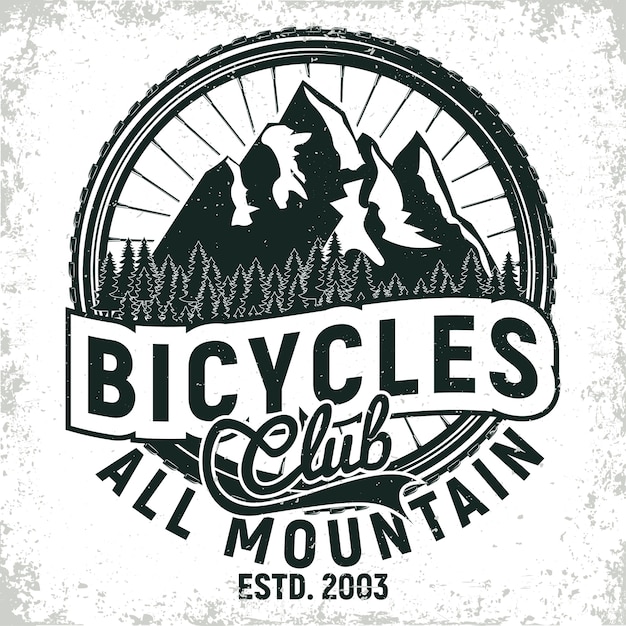 Vintage Bicycle Club Emblem with Majestic Mountain Landscape | Jiffy ...