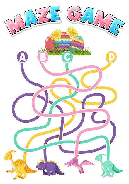 Colorful Maze Game with Dinosaur Characters | Jiffy Designs
