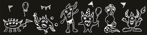 Whimsical Chalk-Drawn Monsters and Party Decorations | Jiffy Designs