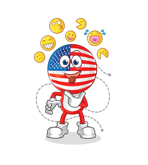 Cheerful American Flag Emoji Juggling Happy Faces | Jiffy Designs