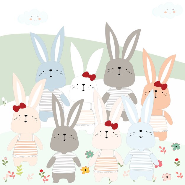 Delightful Bunny Buddies in Pastel Wonderland | Jiffy Designs