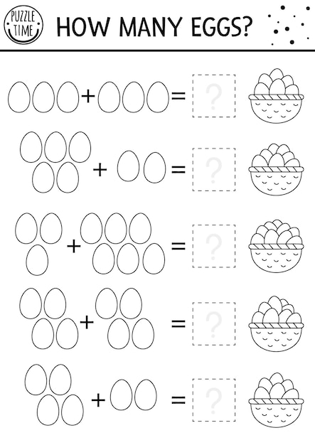 Egg Counting Worksheet with Basket Illustrations | Jiffy Designs