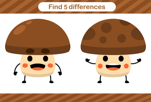 Adorable Mushroom Characters Hiding 5 Differences | Jiffy Designs