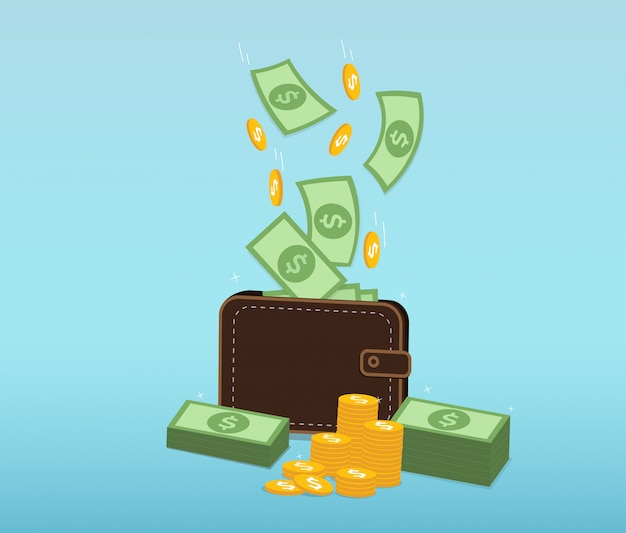 Vibrant Illustration of Money Bursting from a Wallet | Jiffy Designs