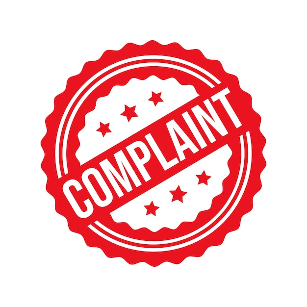 Vibrant Red Stamp with 'Complaint' Text and Stars | Jiffy Designs