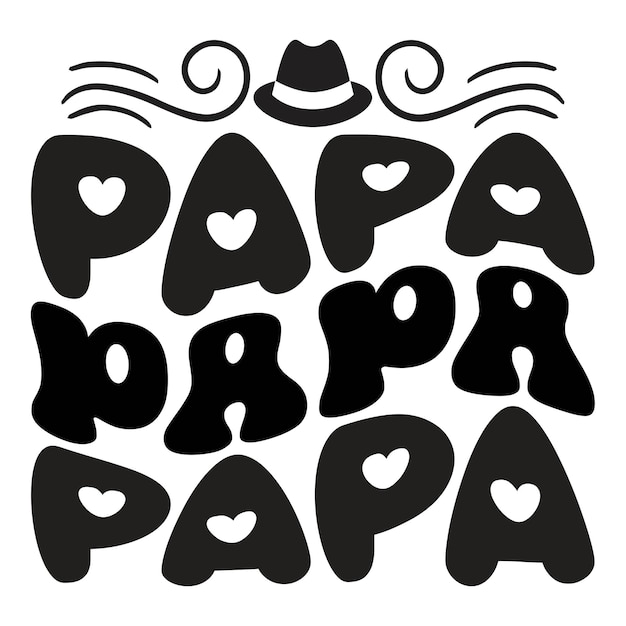 Playful Papa Papa Text with Stylized Shapes and Fedora Hat | Jiffy Designs
