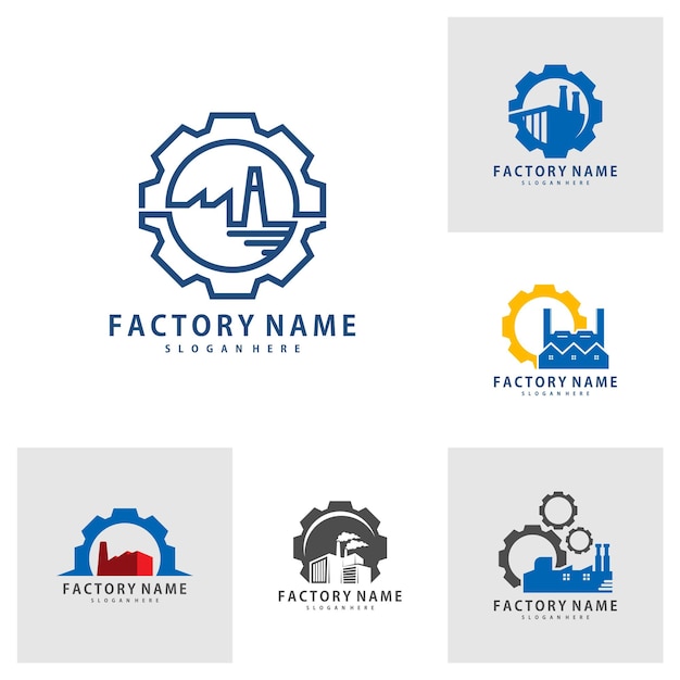 Minimalist Gear-Inspired Factory Logos with Cityscape Motifs | Jiffy ...