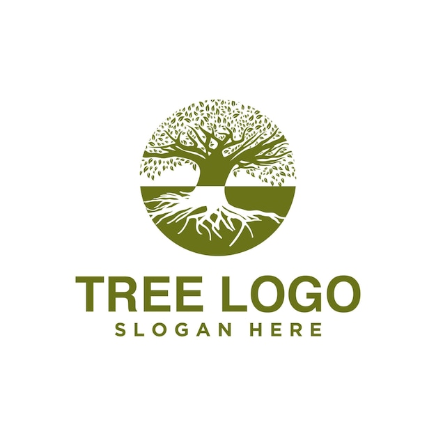 Stylized Tree with Roots and Slogan Logo Design | Jiffy Designs