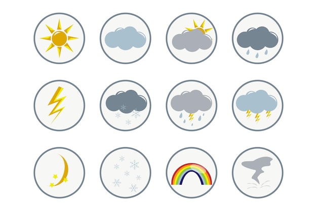 Diverse Weather Icons Depicting Various Atmospheric Conditions | Jiffy ...