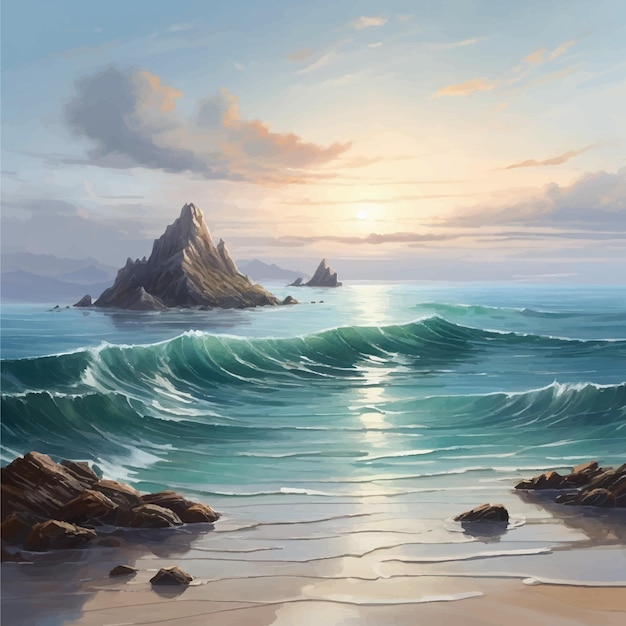 Majestic Seascape with Towering Islands at Sunset | Jiffy Designs