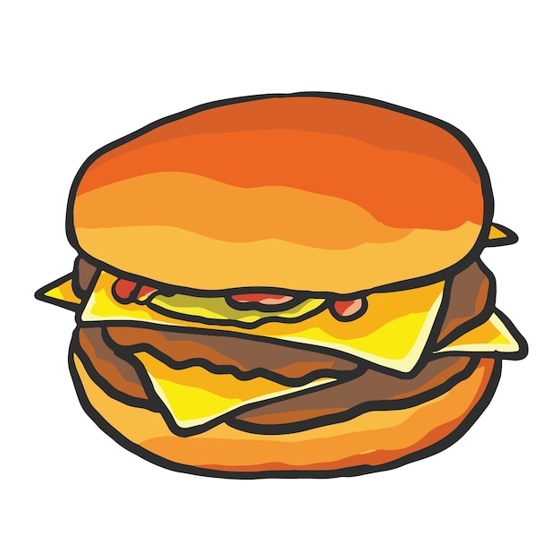 Delectable Cartoon Cheeseburger with Vibrant Hues | Jiffy Designs