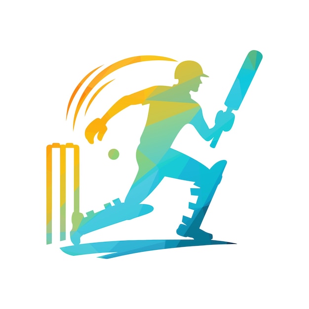 Dynamic Cricket Player Silhouette in Vibrant Colors | Jiffy Designs