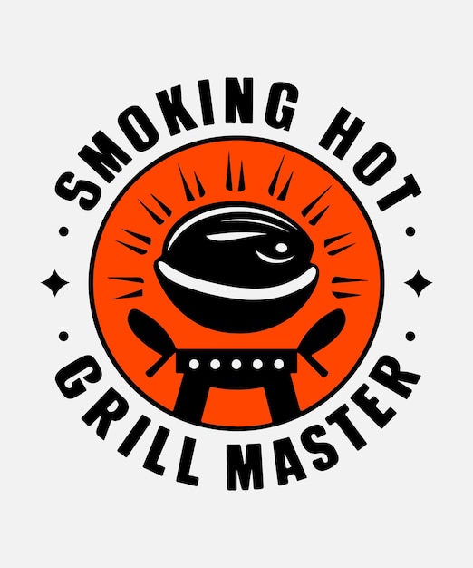 Smoking Hot Grill Master: Fiery Barbecue Emblem | Jiffy Designs